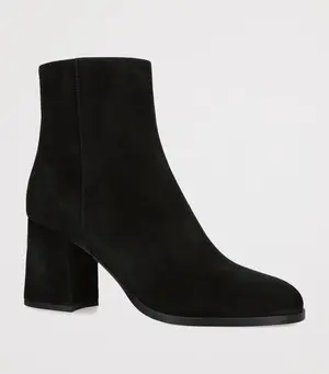 Valentino Garavani Suede Ankle Boots With Gold Tone Vlogo Detail - Black
