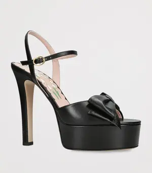 Valentino Garavani Leather Platform Sandals With Bow Detail