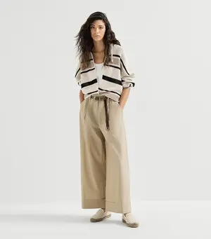 Brunello Cucinelli Pleated Cotton-blend Trousers - Brown