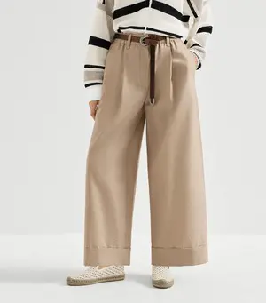 Brunello Cucinelli Pleated Cotton-blend Trousers - Brown