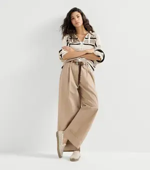 Brunello Cucinelli Pleated Cotton-blend Trousers - Brown