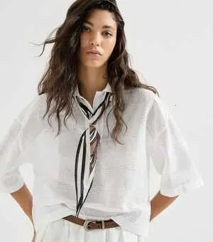 Brunello Cucinelli Cotton Broderie Anglaise Cropped Top