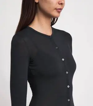 SKIMS Sheer Modal Cardigan With Long Sleeves - Black
