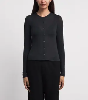 SKIMS Sheer Modal Cardigan With Long Sleeves - Black