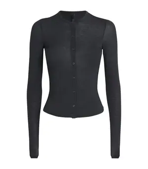 SKIMS Sheer Modal Cardigan With Long Sleeves - Black