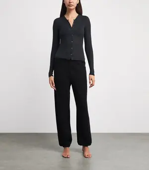 SKIMS Sheer Modal Cardigan With Long Sleeves - Black