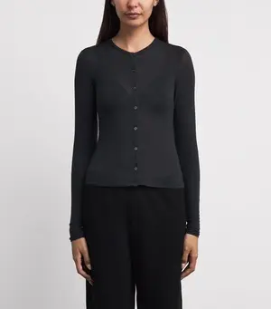 SKIMS Sheer Modal Cardigan With Long Sleeves - Black