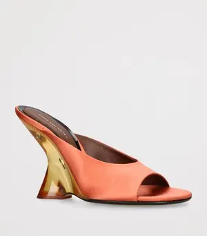 Dries Van Noten Satin Plexi-wedge Mules 105