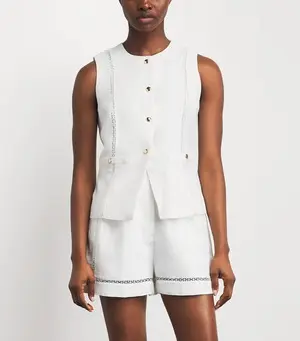 Maje Embroidered Waistcoat With Gold Buttons