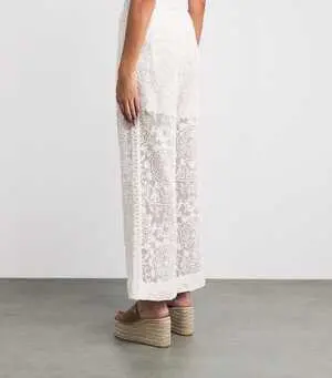 Maje Guipure Lace Flared Palazzo Trousers