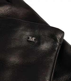 Max Mara Lamb Leather Gloves With Monogram Detail - Black