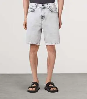 ALLSAINTS Lenny Straight Leg Acid Wash Denim Shorts - Grey