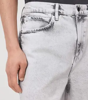 ALLSAINTS Lenny Straight Leg Acid Wash Denim Shorts - Grey