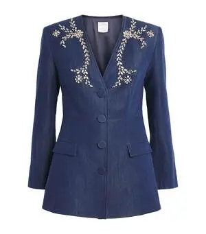 Huishan Zhang Chambray Embellished Blazer - Blue