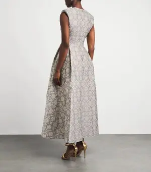 Huishan Zhang Metallic Jacquard Pleated Midi Dress - Grey
