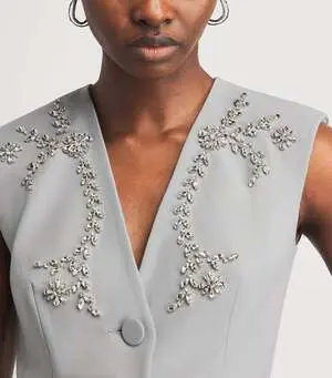 Huishan Zhang Crepe Embellished Sigrid Sleeveless Jacket