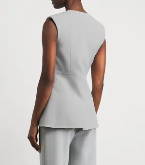 Huishan Zhang Crepe Embellished Sigrid Sleeveless Jacket
