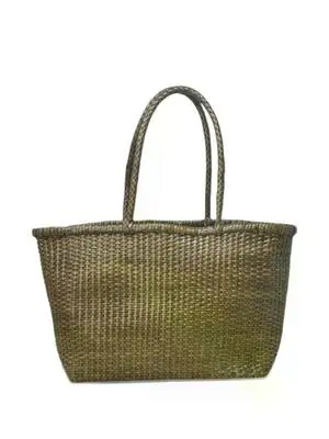Donna Karan New York Woven Leather Tote Bag - Green