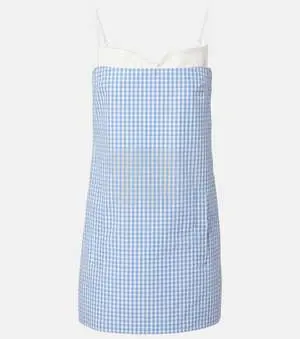 SHUSHU/TONG Gingham Cotton Mini Dress With Collared Neckline - Blue