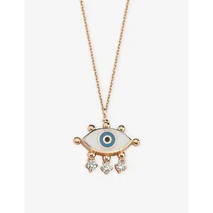 LA MAISON COUTURE Selda Evil Eye 14ct Rose-gold And Diamond Necklace - White