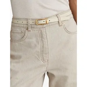 REISS Leather Belt With Half Keeper Buckle