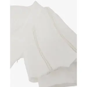 REISS Riva Puff-sleeved Linen Midi Dress - Ivory