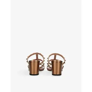 Valentino Garavani Rockstud 60 Leather Heeled Mules - Bronze