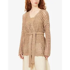 Max Mara Cotton Open Knit Belted Cardigan