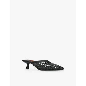 SIMONMILLER Knotted Gala Woven Heeled Mules - Black