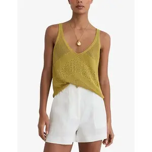 REISS Hester Knit Vest Top - Green