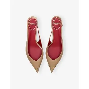 Valentino Garavani Heartip Sling 35 Leather Slingback Courts With Stiletto Heel - Camel