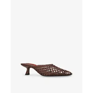 SIMONMILLER Knotted Gala Woven Heeled Mules - Dark Brown