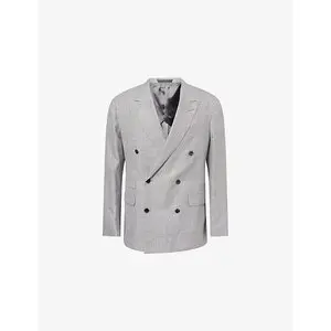Dunhill Check Cavendish Double-breasted Linen-blend Jacket