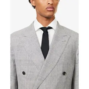 Dunhill Check Cavendish Double-breasted Linen-blend Jacket