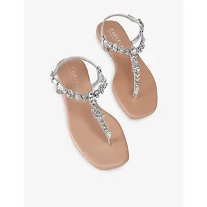 Carvela Alta Embellished Metallic Leather Sandals