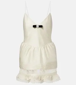 SHUSHU/TONG Lace-trimmed Wool And Silk Minidress