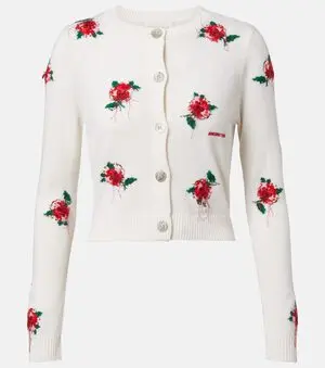 SHUSHU/TONG Floral Wool Cardigan - White