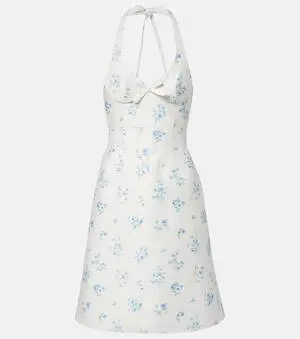 SHUSHU/TONG Floral Halterneck Cotton Minidress - White