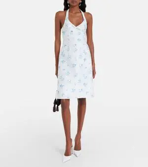 SHUSHU/TONG Floral Halterneck Cotton Minidress