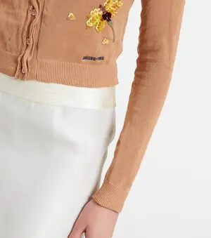 SHUSHU/TONG Beaded Floral Cotton-blend Cardigan