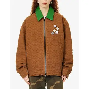 COACH X Brain Dead Monogram Pattern Cotton Jacket With Badge Embellishments