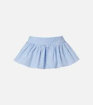SHUSHU/TONG Gathered Gingham Cotton Skort - Blue