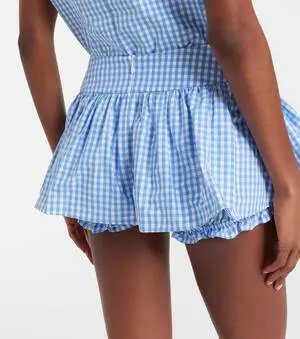 SHUSHU/TONG Gathered Gingham Cotton Skort