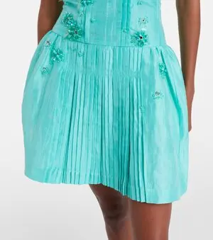 SHUSHU/TONG Embellished Linen-blend Minidress