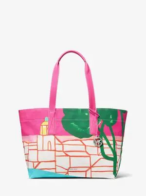 Michael Kors X Christina Zimpel Large Canvas Tote Bag - Pink