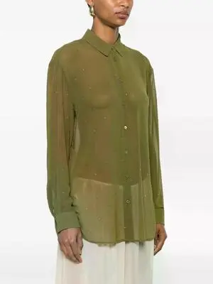 MC2 SAINT BARTH Rhinestone Embellished Semi-sheer Shirt