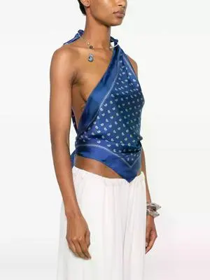 Christopher Esber One-shoulder Bandana Print Scarf-tie Top
