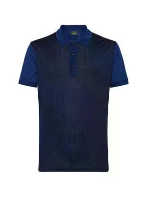 BILLIONAIRE Logo-pattern Short-sleeve Polo Shirt - Blue