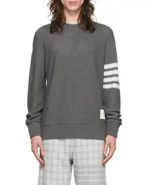 Thom Browne 4-bar Stripe Cotton Jumper - Medium Gray