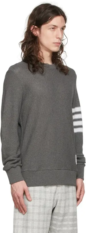 Thom Browne 4-bar Stripe Cotton Jumper - Medium Gray